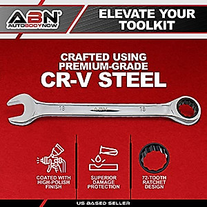 ABN Combo Ratchet Wrench Set SAE and Metric Sizes - 22 Pc Ratcheting Wrench Set with Travel Pouch