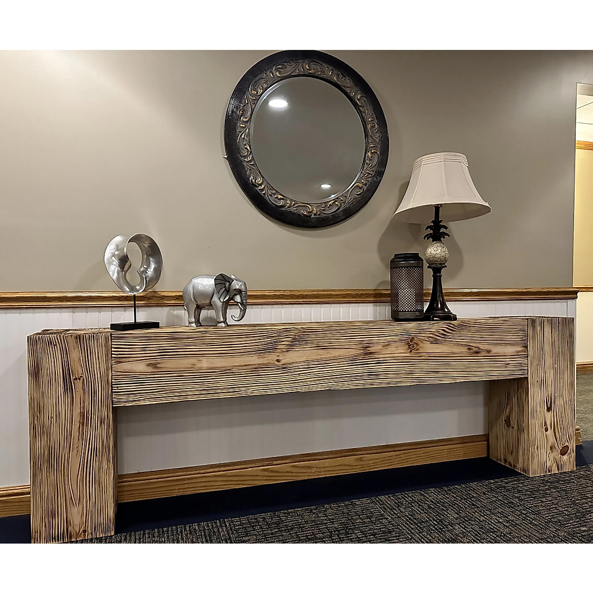 Rustic Wooden Console With Burnt Finish (Pine, X-Small (30x11x48) inches)