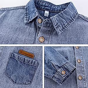Hresadio Baby Boys Girls Denim shirt Kids Toddler Button Down Jeans Jacket Top Coat Outerwear(Blue 3-4T)