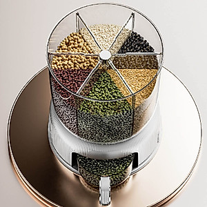 360 Degree Rotating Grain Storage Food Dispenser,Round Rice Storage Container Rice Bucket Rice Storage Tank Sealed Grain Container for Home and Kitchen(Sakura Pink)