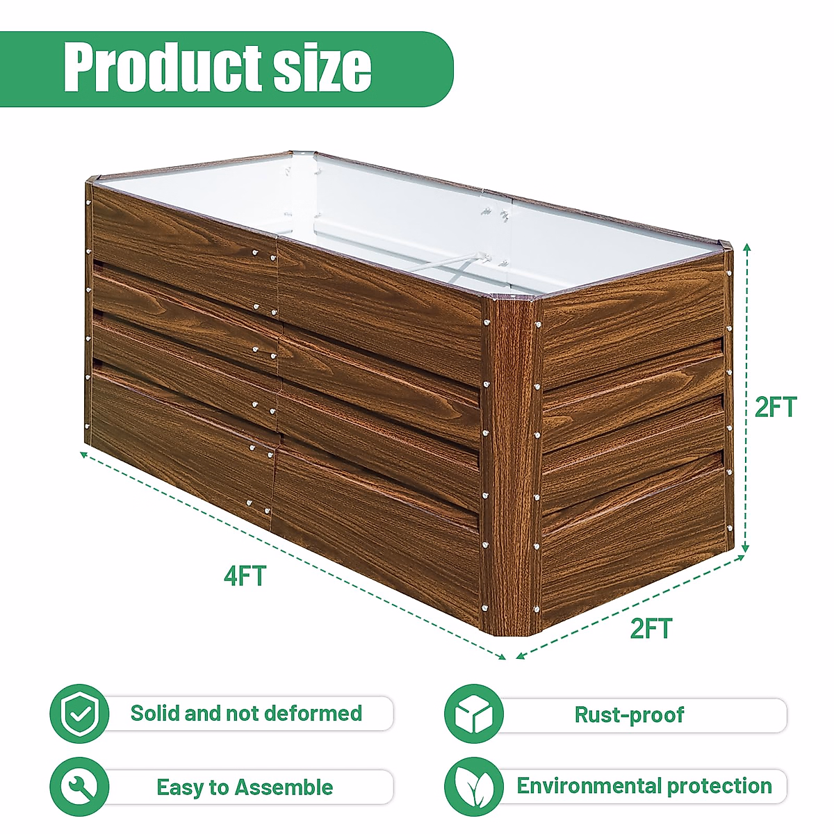 SnugNiture 2 Pcs 4x2x2FT Raised Garden Bed Galvanized Planter Garden Boxes Outdoor, Deep Root Planter Raised Bed for Vegetables Flowers Herbs,Brown