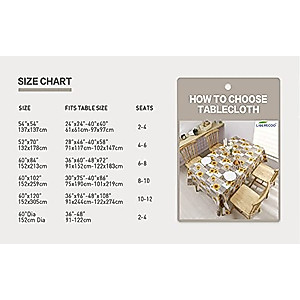 LIBERECOO Vinyl Tablecloth Flannel Backed Stain-Resistant PVC Table Cloth Waterproof Oil-Proof Wipeable Indoor/Outdoor Picnic, BBQ and Dining Table Cover(60 x 84 Inch, Sunflower)