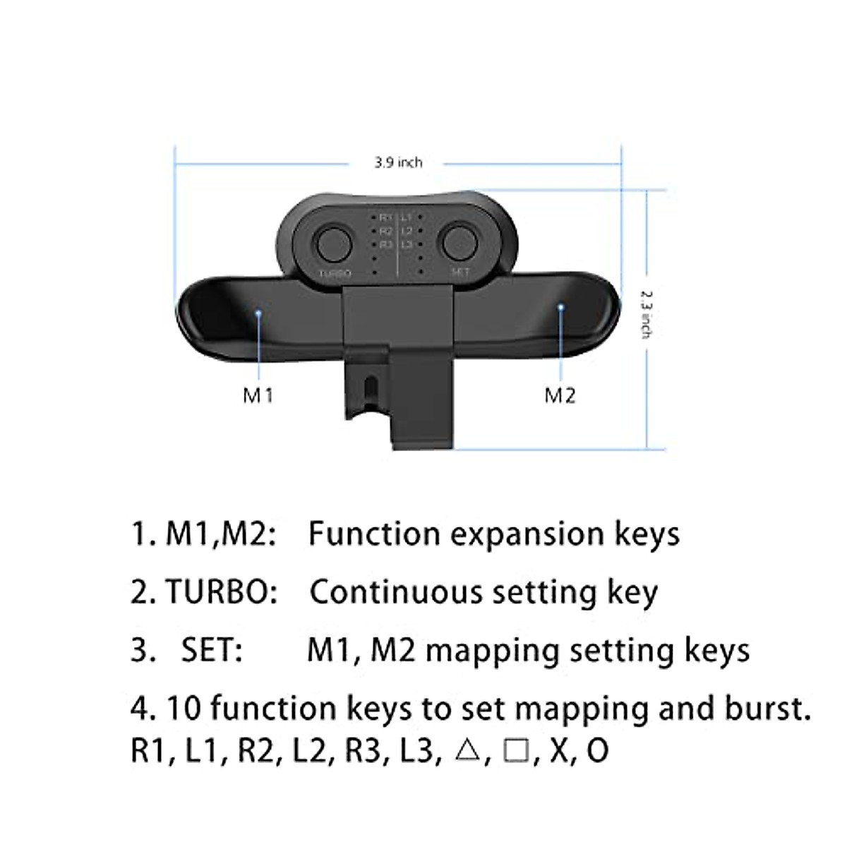 PS4 Controller Paddles, Durable PS4 Back Button Attachment Support for TURBO Burst function, Back Button Attachment/Turbo Function FPS, for PS4 controller