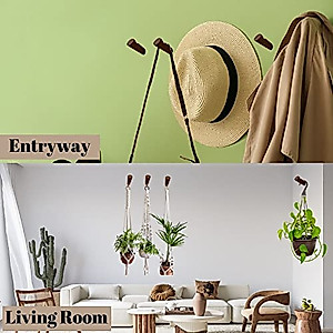 Eternal Nature Bamboo Wood Wall Hooks 6 Pack - Handmade Rustic Mounted Hooks - Heavy Duty Wooden Wall Hooks- Modern Decorative Entryway Hanger Peg Set for Hanging Coat Hat Cap Bag Backpack Clothes