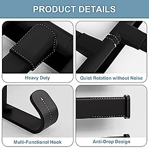 LBSYSLB Swivel Towel Rack,Wall Mounted Black Towel Bar with 4-Arm Towel Hanger,Rustproof Towel Racks for Bathroom 180° Rotation,13 Inch Bathroom Towel Holder