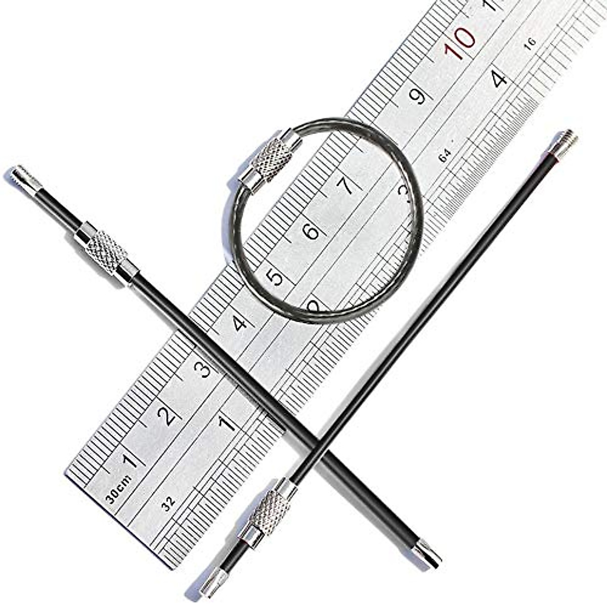 CrocSee 4 Inches Key Rings Stainless Steel Wire Keychains Cable Heavy Duty Luggage Tags Loops Tag Keepers 2mm Twist Barrel (20)