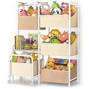 Ekero Toy Storage Organizer, Montessori Toy Shelf for Kids, Toy Organizer with 5 Toy Bins, Toy Chest for Girls and Boys, Toy Storage Basket, Large Toy Box for Living Room Playroom Nursery Kids Room