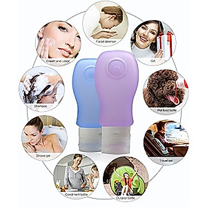 3oz Silicone Travel bottles - Travel Size Containers for Shampoo and Toiletries - Small Squeeze Bottle Set