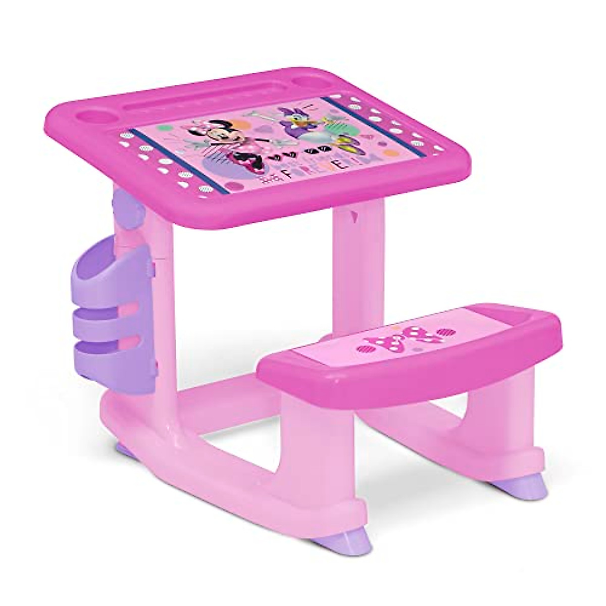 Disney Minnie Mouse Draw and Play Desk by Delta Children – Includes 10 Markers and Coloring Book, Pink