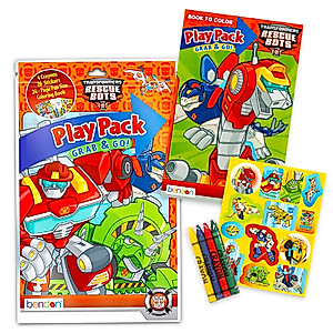 Transformers Rescue Bots Coloring and Activity Book Set - 4 Pc Bundle with Transformers Imagine Ink, Transformers Activity Book with Games, Stickers, More | Rescue Bots Coloring Book