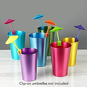 Aluminum Water Tumblers, Set of 6, Different Color, for Children and Adults, Travelling Tumblers, Party Tumblers, Stackable, 16oz (Large)