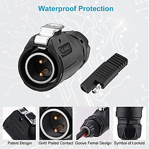 Cllena 2 Pin Power Industrial Circular LP-20 Connector to SAE Adapter Cable 10AWG Furion Solar Plug to SAE Connector for Solar Panel Suitcase Forrest River RV Ports