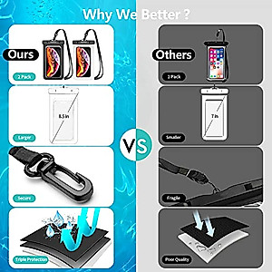 newppon Cell Waterproof Phone Pouch : 2 Pack Water Proof Dry Bag Case with Lanyard - Underwater Universal Clear Cellphone Holder Large Protector for Samsung Galaxy Note for Diving Fishing Waterpark