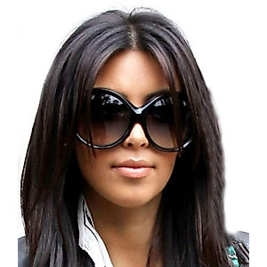 WebDeals - Oversized XL Womens Sunglasses Vintage Style Designer Inspired (Round, Black Gradient), X-Large