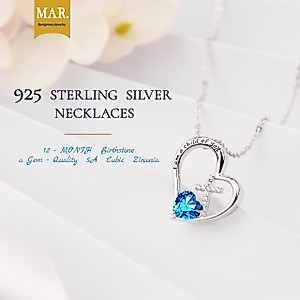 Bengnkes BG 925 Sterling Silver I Am a Child of God Cross Pendant Necklaces for Women, March Birthstone Blue Heart Necklace Communion Goddaughter Christian Baptism Gifts