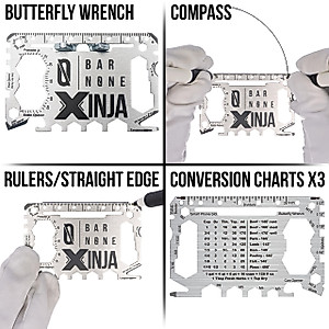 50 in 1 Credit Card Multitool Wallet Multi Tool Money Clip Clips Xtreme Ninja EDC Gerber Leatherman Knives Utility Knife Slim Wallets Minimalist Survival Everyday Carry | BAR NONE Xinja, Stainless