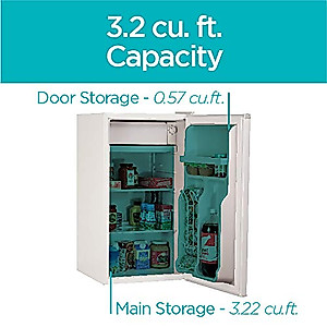 BLACK+DECKER BCRK32W Compact Refrigerator Energy Star Single Door Mini Fridge with Freezer, 3.2 Cubic Ft., White