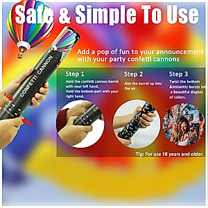 Biodegradable Confetti Cannon Easy Clean - 6 Pack Party Poppers Confetti Shooters for Birthday Graduation Wedding New Year’s Eve Celebration Office Prank, Large Confetti Cannon