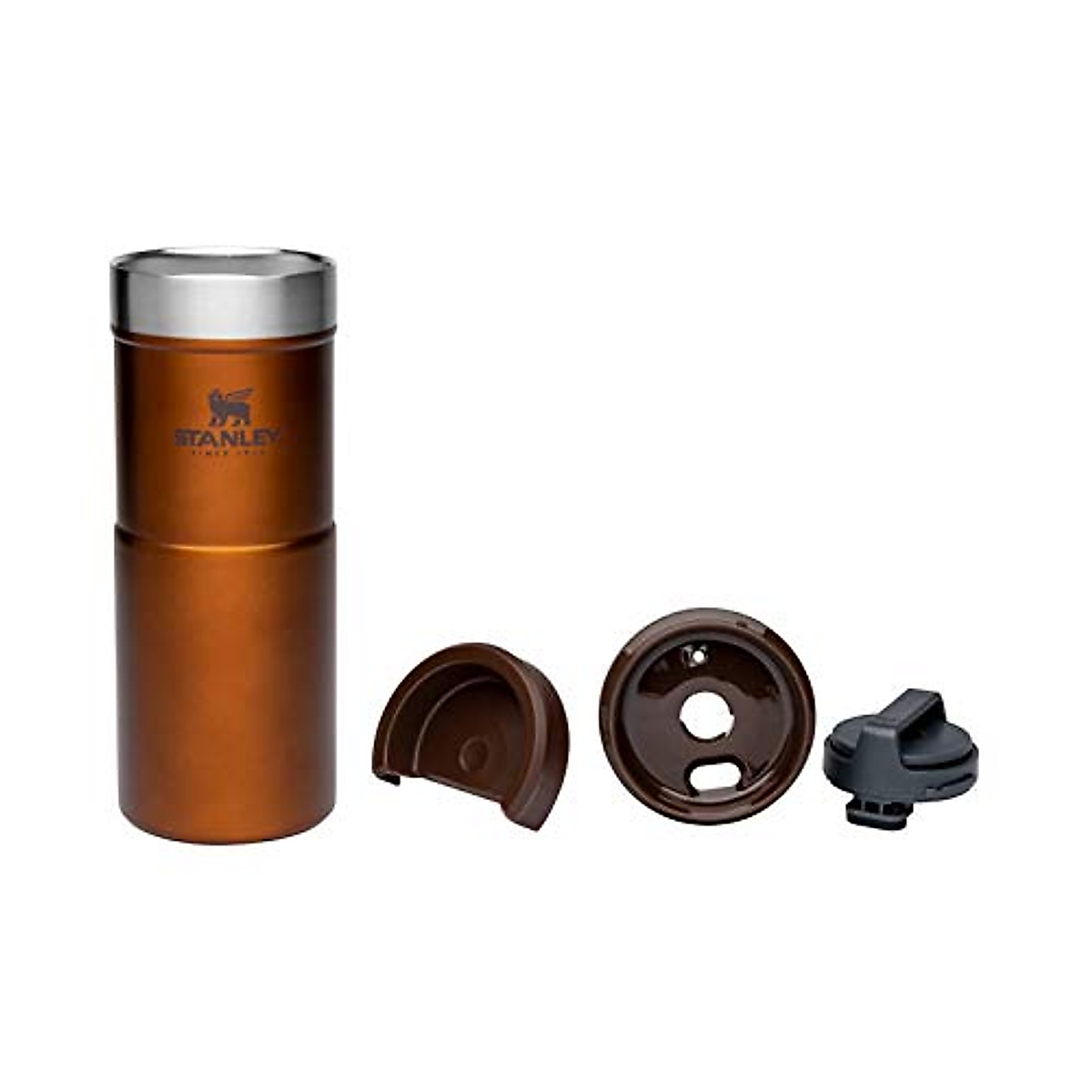 Stanley NeverLeak Travel Mug .35L / 12OZ Maple – Leakproof - Tumbler for Coffee, Tea & Water - BPA FREE - Stainless-Steel Thermo Cup - Rotating lid covers drink when closed - Dishwasher Safe