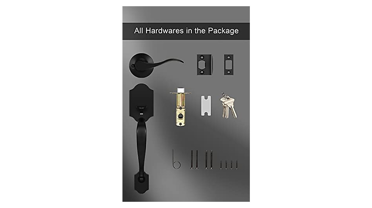 Goldenwarm Matte Black Front Door Handle - Durable & Reversible