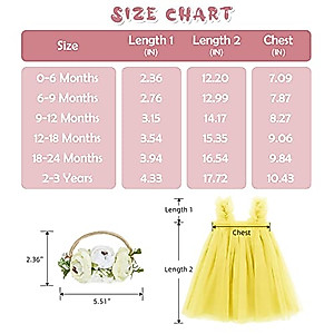Durio Tutu Dresses for Toddler Girls Birthday Outfit Girl Baby Girl Tulle Dress Infant Dress with Flower Headband Yellow 2-3 Years