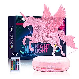 Unicorns gifts for girls,Unicorn Night Light, unicorn lamps for girls bedroom, Rechargeable Led 3D Illusion Nightlight,discolor Lamp with Remote, Unicorn Toys Birthday Gifts 4 5 6 7 8 9 10 Years Old