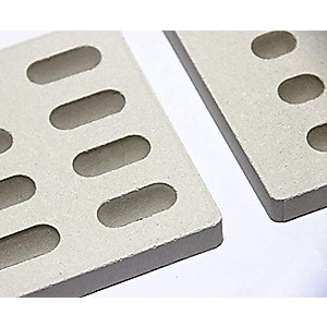 Hongso 7 1/16" CRB65504 (4-Pk) Universal Replacement Heat Plate Flame Tamer, Ceramic Brick Flame Tamer, Ceramic Radiant Replacement for BARBEQUES Galore Grand Turbo