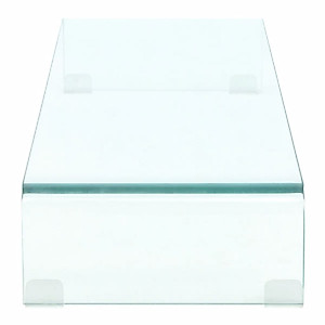 Festnight Clear Tempered Glass Corner TV Stand Computer Monitor Riser for Living Room Home Office Furniture (35.4"x11.8"x5.1")