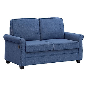 ONBRILL Pull Out Sofa Bed, 2-in-1 Twin Size Sleeper Sofa Couch with Pull Out Mattress, Fast Charging Port, Hide a Bed Couch for Small Spaces, Loveseat Couch Bed for Living Room, Bedroom, Blue