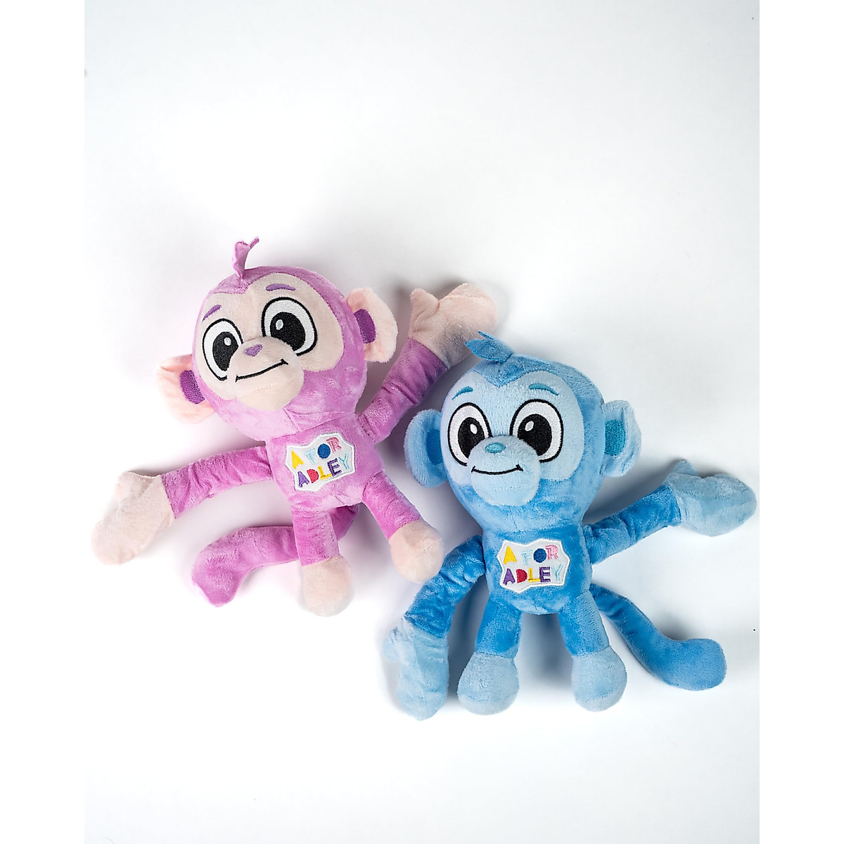 A FOR ADLEY Official Merch Monkey Buddies, A Pink and Blue Monkey Ready to Be Your Favorite Stuffed Animal Friend. Comes with Carrying Bag.