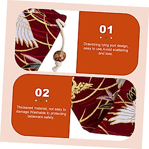 Cabilock 4pcs Drawstring Bag Pocket Wallet Straw Purse Folding Bracket Straw Carrying Bag Silk Drawstring Bag Utensil Holder Cutlery Bags Tableware Bag Japanese Style Tableware Bag Fabric