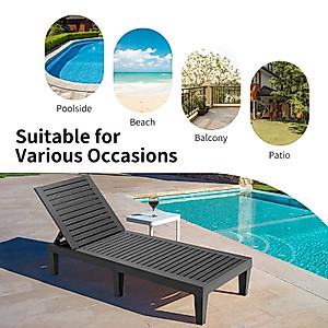 Giantex Set of 2 Outdoor Chaise Lounge Patio Recliner Chair with 5-Position Adjustable Backrest, Weather-Proof & Rust-Resistant Chaise Lounger for Patio, Beach, Balcony, Poolside