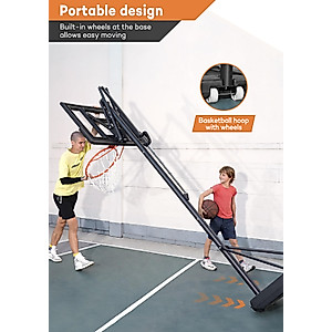 Aimking Portable Basketball Hoop Outdoor System with 44 Inch Shatterproof Backboard, 4.8-10 Feet Height Adjustable Basketball Goal System for Youth/Teens/Adults Indoor Outdoor