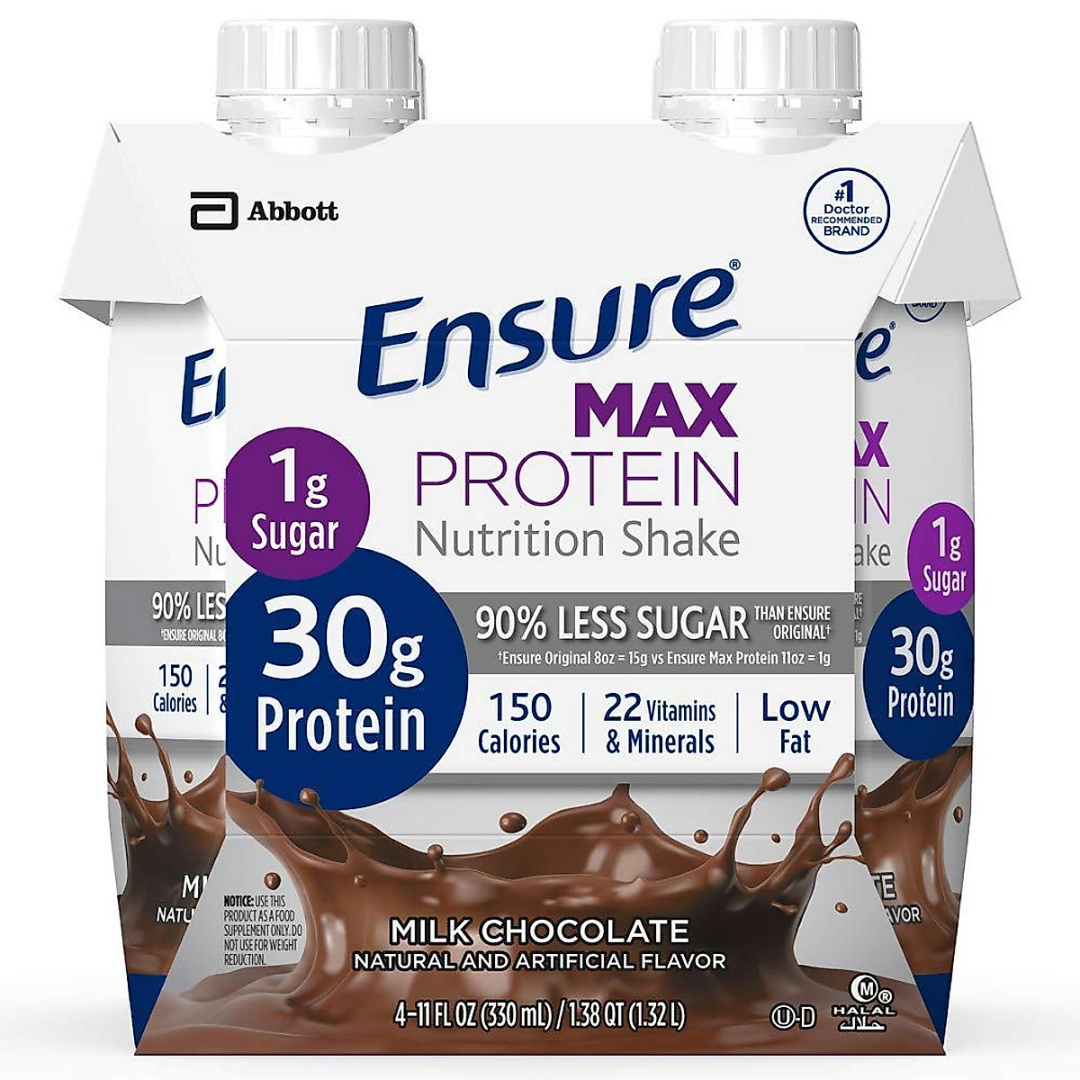 Ensure Max Protein Nutrition Shake, Milk Chocolate 4 Little Cartons (Pack of 2)
