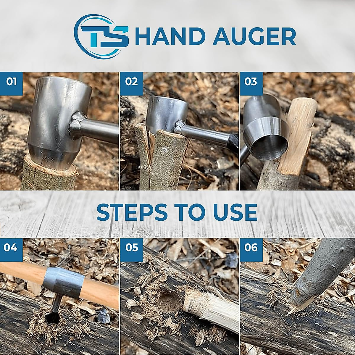 TEAL SKYES Bushcraft Hand Auger Wrench Scotch Eye Wood Auger Drill Peg, Camping Survival Kit- Perfect for Bushcraft Lovers