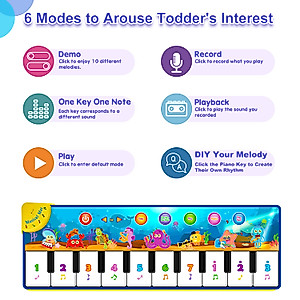 Retruth Toddler Toys Age 1-3, Baby Musical Toys for 12-18-24-36 Months, 1 2 3 Year Old Girls Birthday Gifts, Electronic Dance Mat for Toddler, Musical Touch-Play Baby Toys