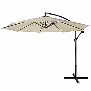 HAUSHOF 10FT Patio Umbrella, Outdoor Offset Hanging Cantilever Umbrella with Crank & Cross Base, Waterproof & UV Protection, Easy Assembly and Quick Tilt Adjustment, For Garden, Seaside, Pool, Yard…