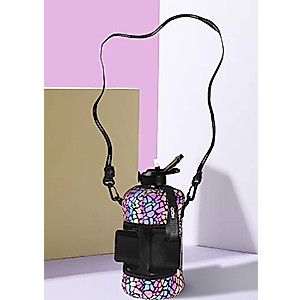 H2O Capsule 2.2L Half Gallon Water Bottle with Storage Sleeve and Covered Straw Lid – BPA Free Large Reusable Drink Container with Handle - Big Sports Jug, 2.2 Liter (74 Ounce) Cheetah Reflex