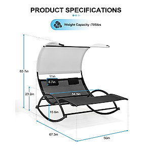 Crestlive Products Outdoor Double Chaise Lounge, Patio Swing