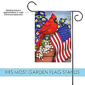 Toland Home Garden 1112538 American Cardinal Patriotic Flag 12x18 Inch Double Sided Patriotic Garden Flag for Outdoor House Bird Flag Yard Decoration