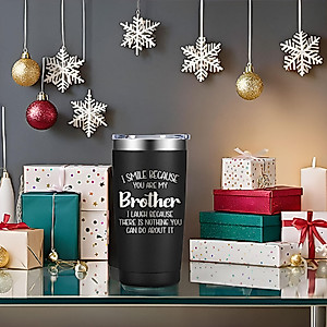 WOELIVE Gifts for Brother - Brother Gift from Sister - Christmas Fathers Day Birthday Gifts for Brothers - 20oz Insulated Stainless Steel Tumbler Coffee Cup, Black