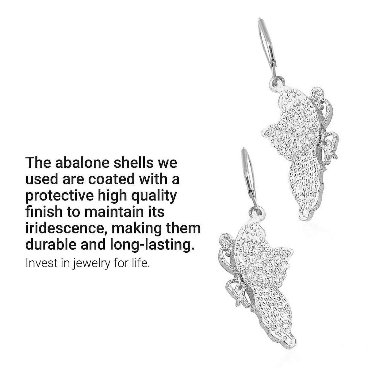 Shop LC Butterfly Dangle Earrings - Abalone Shell with Black Crystal Dangling Lever Back Earrings in Stainless Steel - Butterfly Wing Drop Leverback Earrings for Women Jewelry Birthday Gifts for