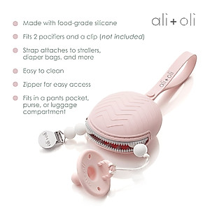 Ali+Oli Silicone Pacifier Case (Natural) 3" x 1.6" BPA-Free Newborn Pacifier Holder, Travel Baby Pacifiers Silicone Pouch, Pacifier Accessories for Boys & Girls, Silicone Pacifier Storage Case
