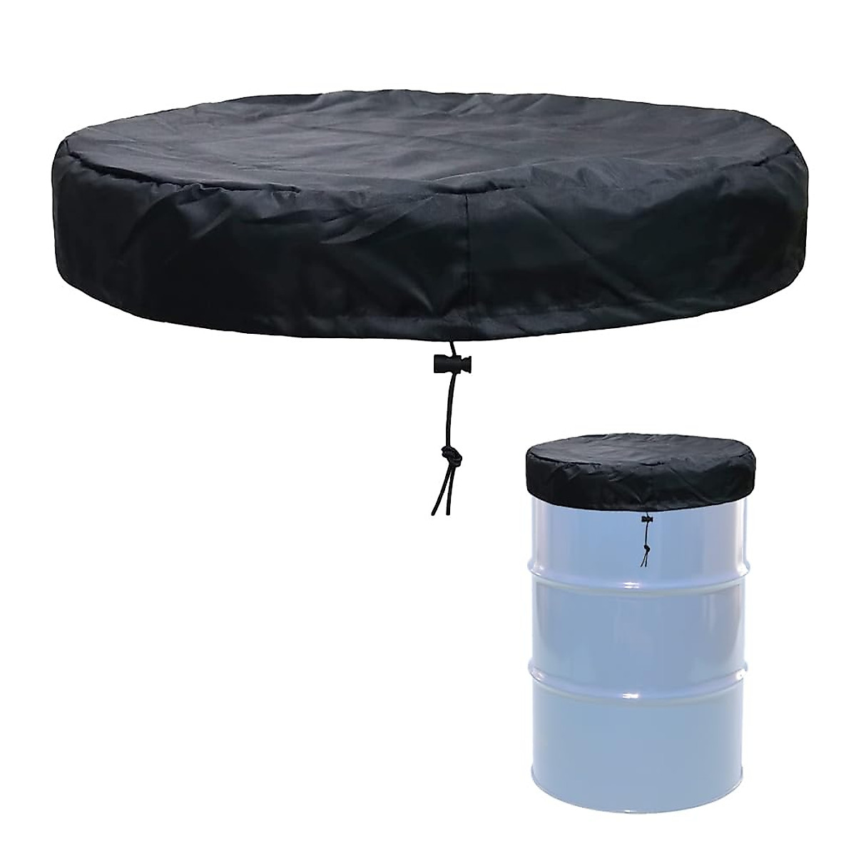 COOSOO 55 Gallon Drum Lid Cover 4 Pack Water Rain Barrel Trash Can Cover with Adjustable Drawstring Waterproof Dustproof Cover for All Weather Protection (1)