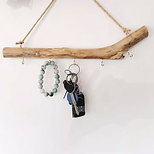 Gralara Wooden Hook Wall Mounted Driftwood Hook with Hooks Branch Hanger Rack for Small Item Key