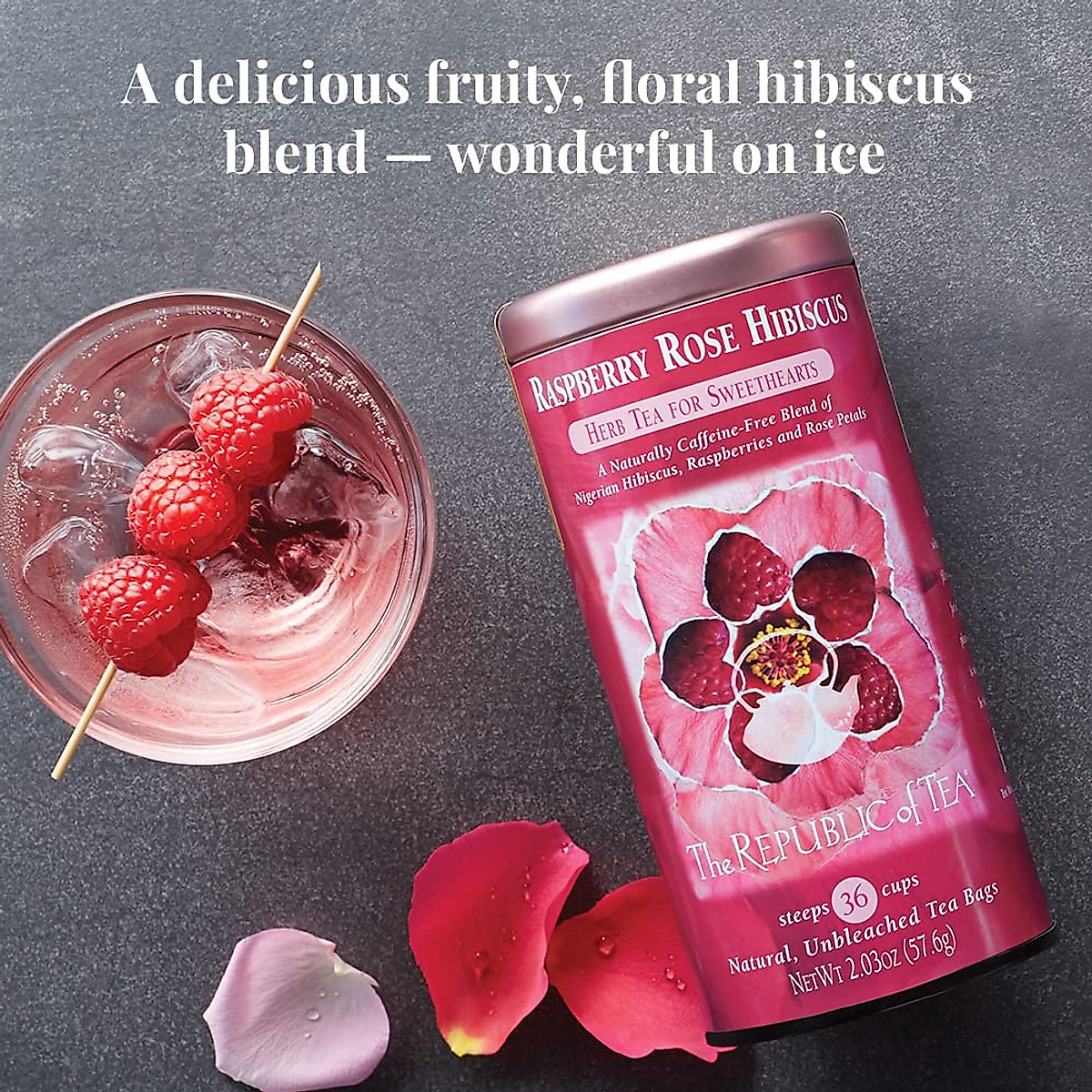 The Republic of Tea Raspberry Rose Hibiscus Tea, 36 CT