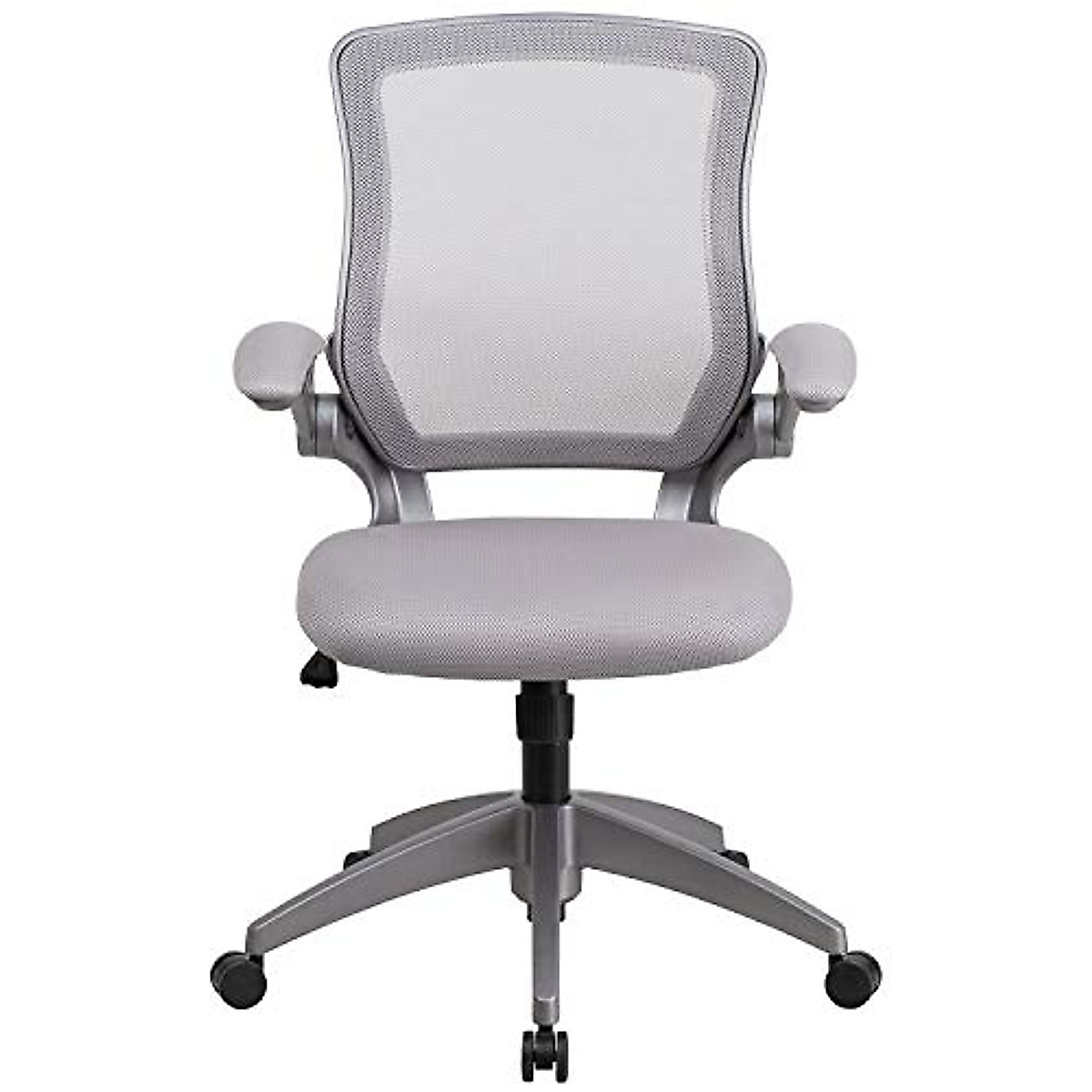 Flash Furniture Kale Mid-Back Gray Mesh Swivel Ergonomic Task Office Chair with Gray Frame and Flip-Up Arms
