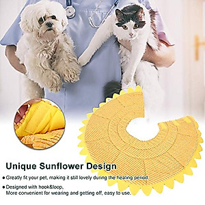 Cat Recovery Collar, Cute Sun Flower Soft Cat Cone Cones Elizabethan Collar for Dog Cat Kitten After Surgery, Wound Healing(L)