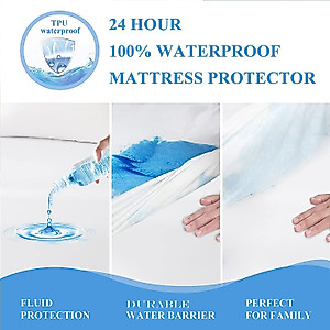 Softhour 2 Pack Twin XL Size Premium Waterproof Mattress Protector,Soft Breathable College Dorm Pad Cover,Noiseless Bed Cover - Stretch to 21''Fitted Deep Pocket Protection