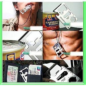 Multitool 11 in 1 Functions ~ Portable Wallet Pocket Size / Stainless Steel Survival Tool (1 Pack)